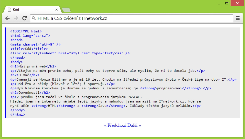 Cvičení k 12.-13. lekci HTML a CSS