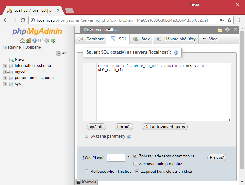 Lekce 2 - MySQL krok za krokem: Vytvoření databáze a tabulky