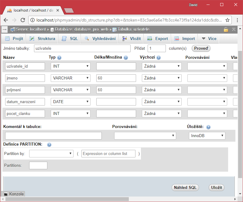 Lekce 2 - MySQL krok za krokem: Vytvoření databáze a tabulky