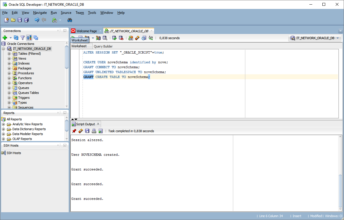 Lekce 2 - Oracle krok za krokem: Vytvoření schématu a tabulky