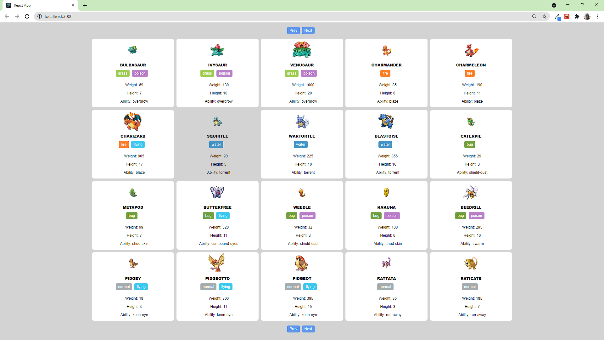 Lekce 8 - Prohlížeč Pokémonů v React - Zpracování dat z API